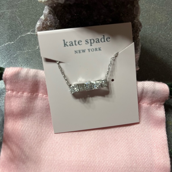 kate spade | Jewelry | Silver Kate Spade Crystal Bow Necklace | Poshmark